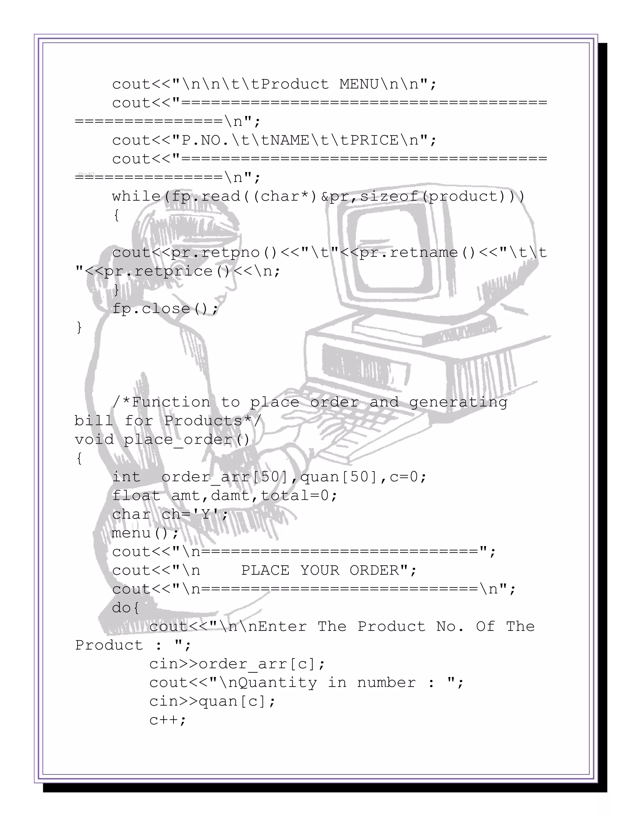 Computer science class 12 project on Super Market Billing | PDF