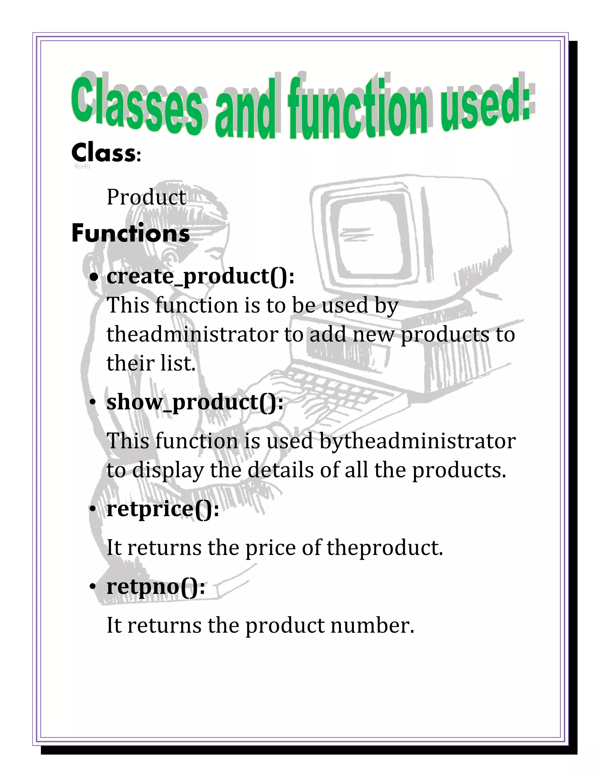 Computer science class 12 project on Super Market Billing | PDF