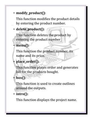 Computer science class 12 project on Super Market Billing | PDF