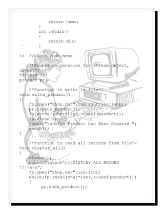 Computer science class 12 project on Super Market Billing | PDF