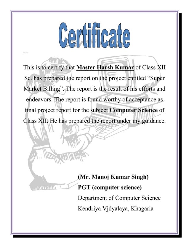 Computer science class 12 project on Super Market Billing | PDF | Operating Systems | Computer ...