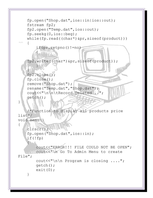 Computer science class 12 project on Super Market Billing | PDF | Operating Systems | Computer ...