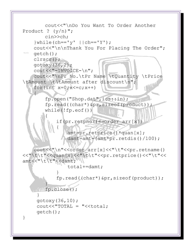 Computer science class 12 project on Super Market Billing | PDF | Operating Systems | Computer ...