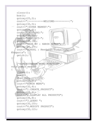 Computer science class 12 project on Super Market Billing | PDF