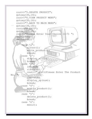 Computer science class 12 project on Super Market Billing | PDF
