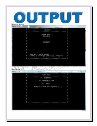 Computer science class 12 project on Super Market Billing | PDF