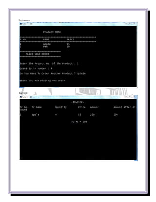 Computer science class 12 project on Super Market Billing | PDF