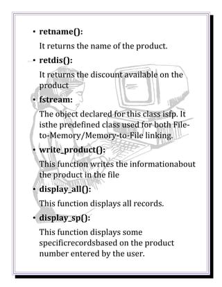 Computer science class 12 project on Super Market Billing | PDF