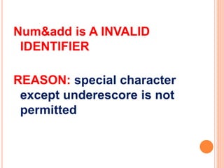 computer science tokens in c++ for school students | PPTX