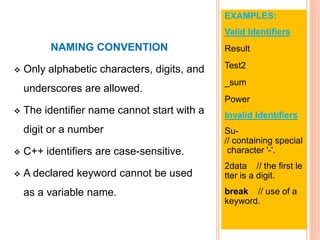 computer science tokens in c++ for school students | PPTX
