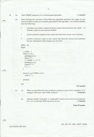 2011 CAPE Computer Science Unit 1 Paper 02 - Past Paper | PDF