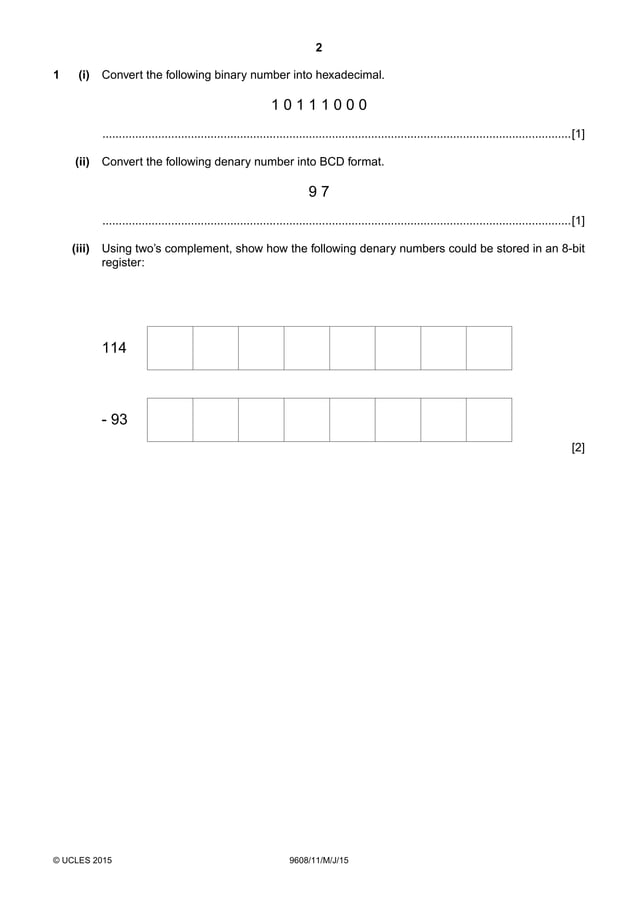 Computer science (9608) 2015 summer qp 11 Cambridge Zimsec | PDF