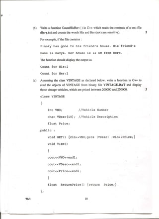 CBSE XII COMPUTER SCIENCE QUESTION PAPER | PDF