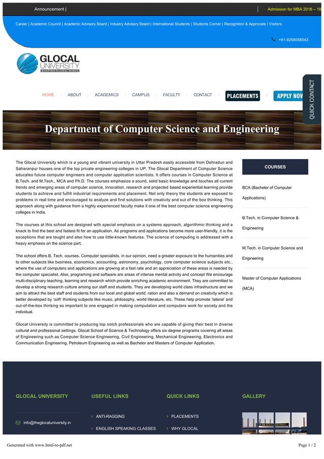 Department of Computer Science & Engineering | PDF | College Education | Education