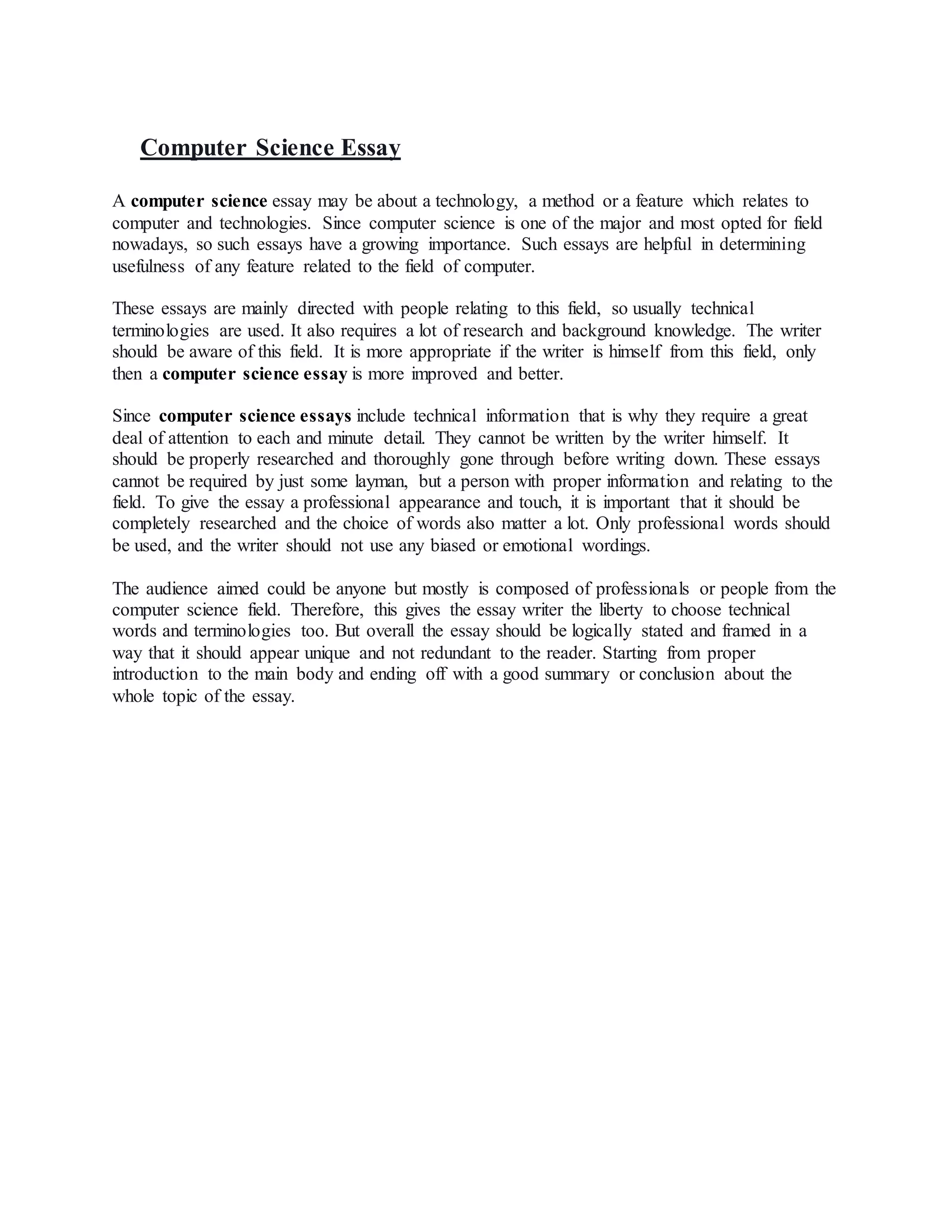 Computer science essay.. | DOCX | Science