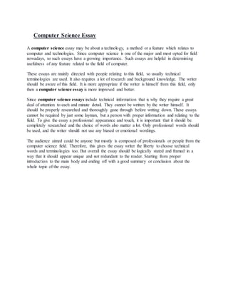 Computer science essay.. | DOCX | Science