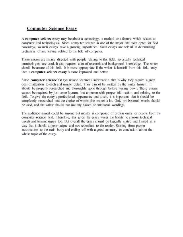 Computer science essay.. | DOCX | Science