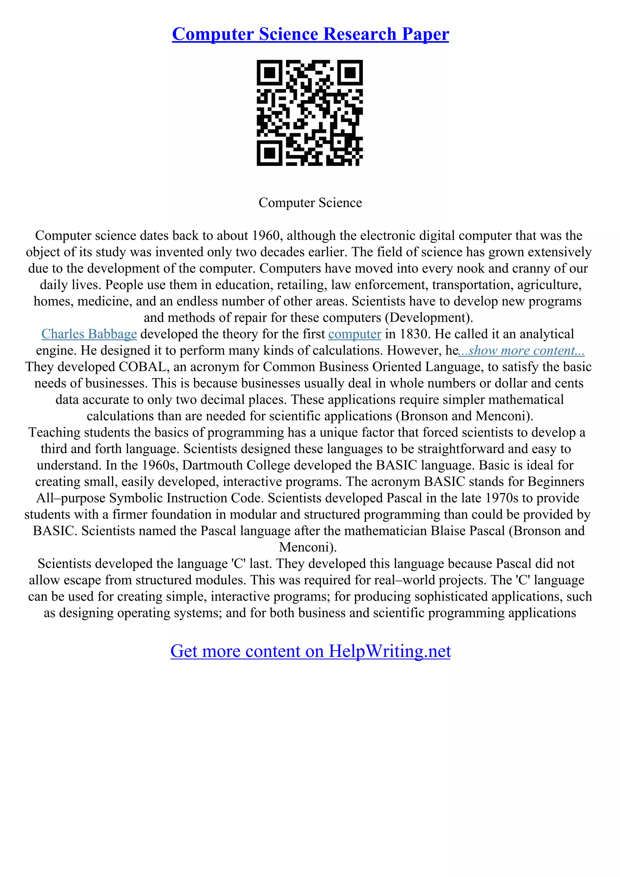 Computer Science Essay Pdf 