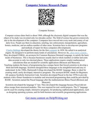 Computer Science Essay | PDF