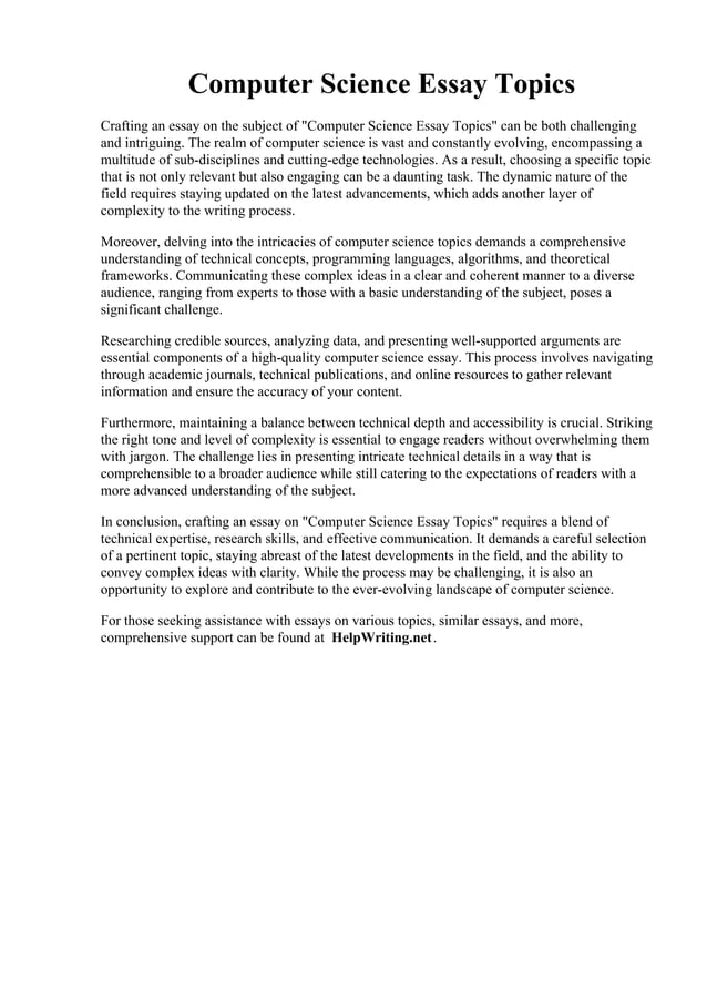 Computer Science Essay Topics | PDF | Computer Networking | Computing