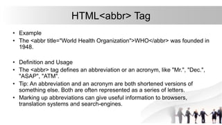 HTML TAGS | PPTX