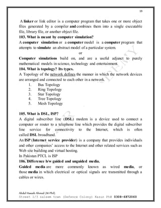 Computer science important short questions ICS Part 1 | DOCX