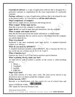 Computer science important short questions ICS Part 1 | DOCX