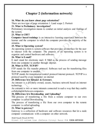 Computer science important short questions ICS Part 1 | DOCX