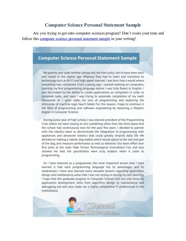 Best 3 Computer Science Personal Statement Examples Best 3 Computer Science Personal Statement Examples