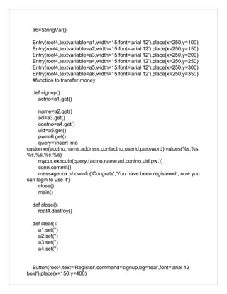 Computer science project on Online Banking System class 12 | PDF