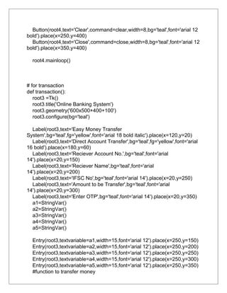Computer science project on Online Banking System class 12 | PDF