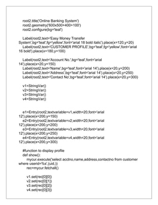 Computer science project on Online Banking System class 12 | PDF