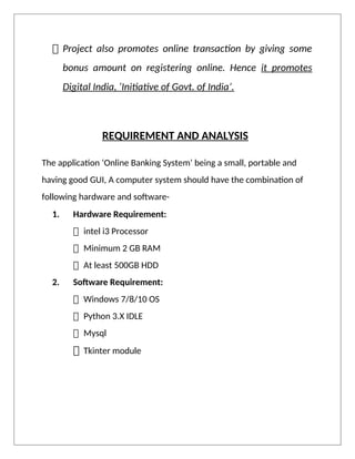 Computer science project on Online Banking System class 12 | PDF