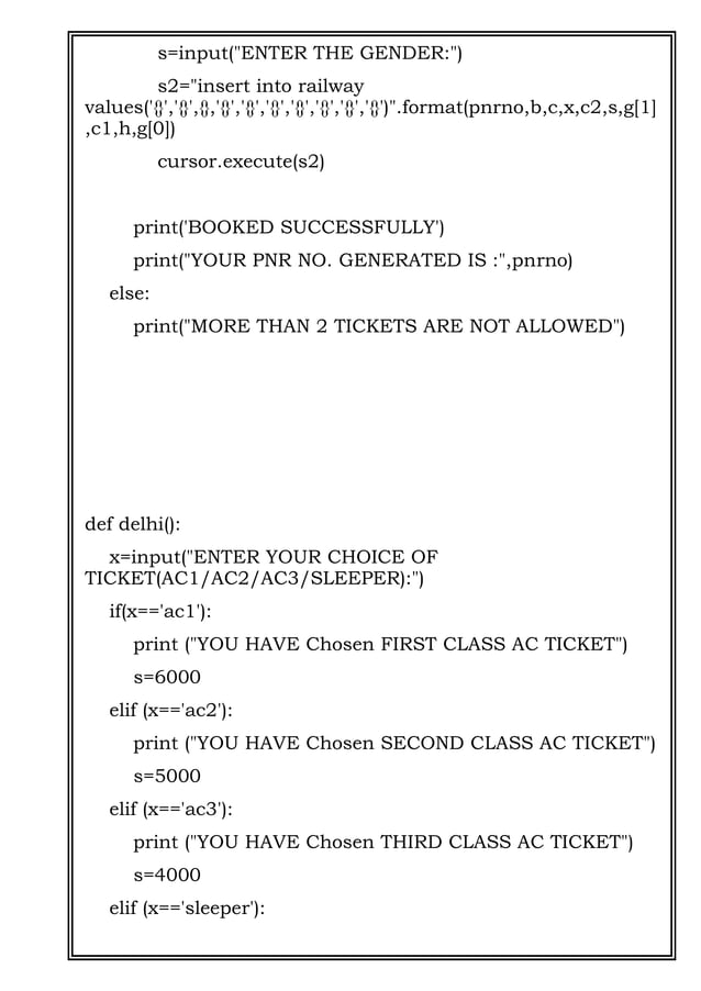 COMPUTER SCIENCE PROJECT OF RAILWAY RESERVATION SYSTEM PYTHON ...