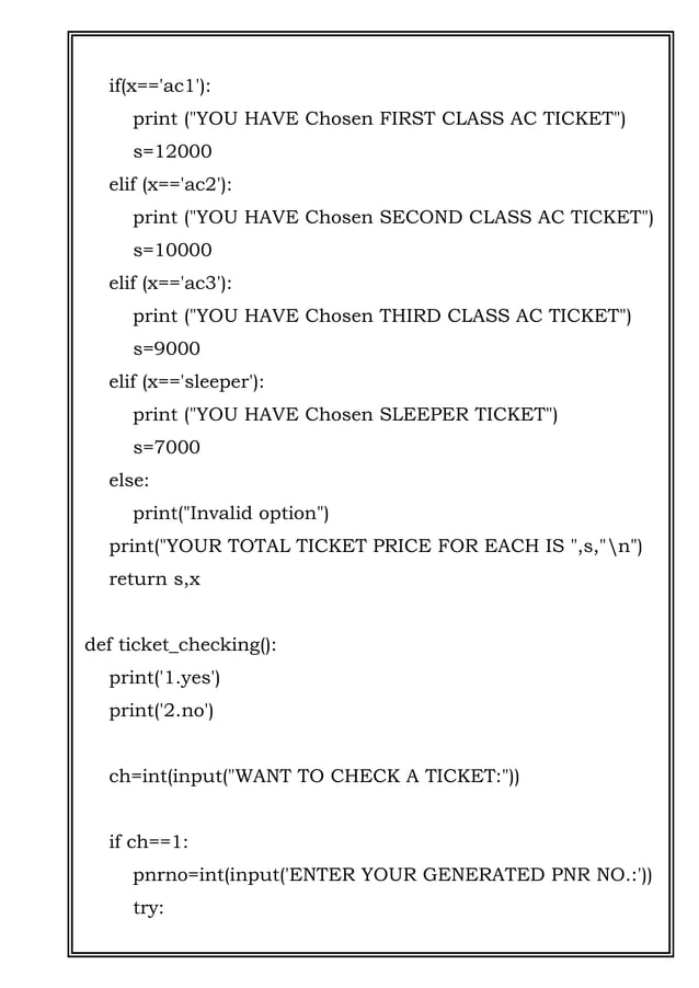 COMPUTER SCIENCE PROJECT OF RAILWAY RESERVATION SYSTEM PYTHON ...