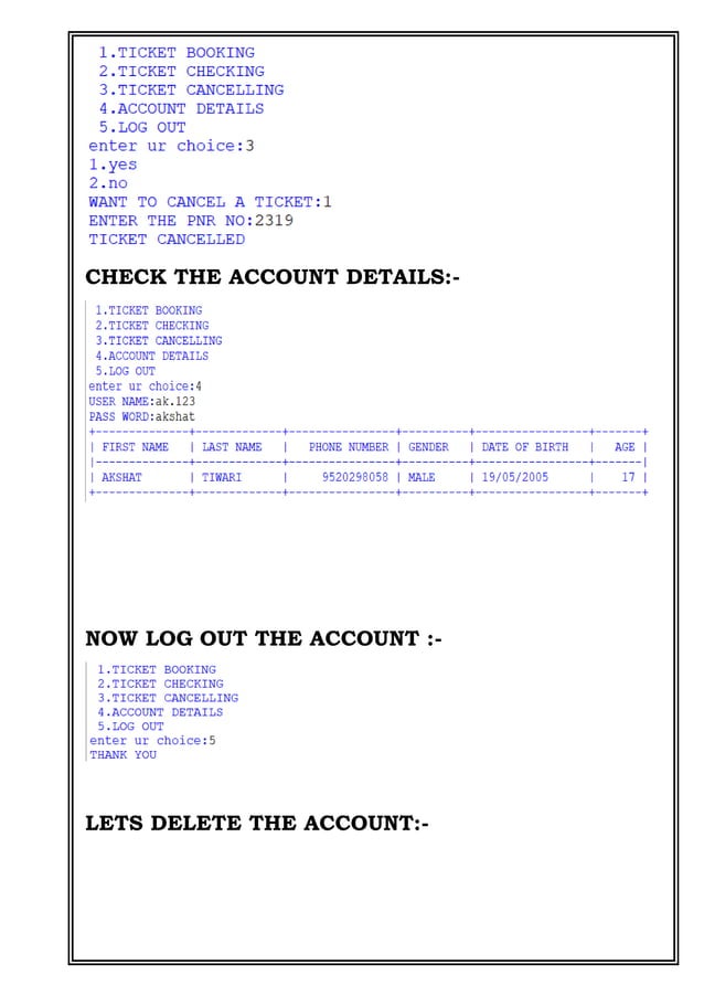 COMPUTER SCIENCE PROJECT OF RAILWAY RESERVATION SYSTEM PYTHON ...