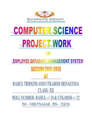 Computer science project work | PDF