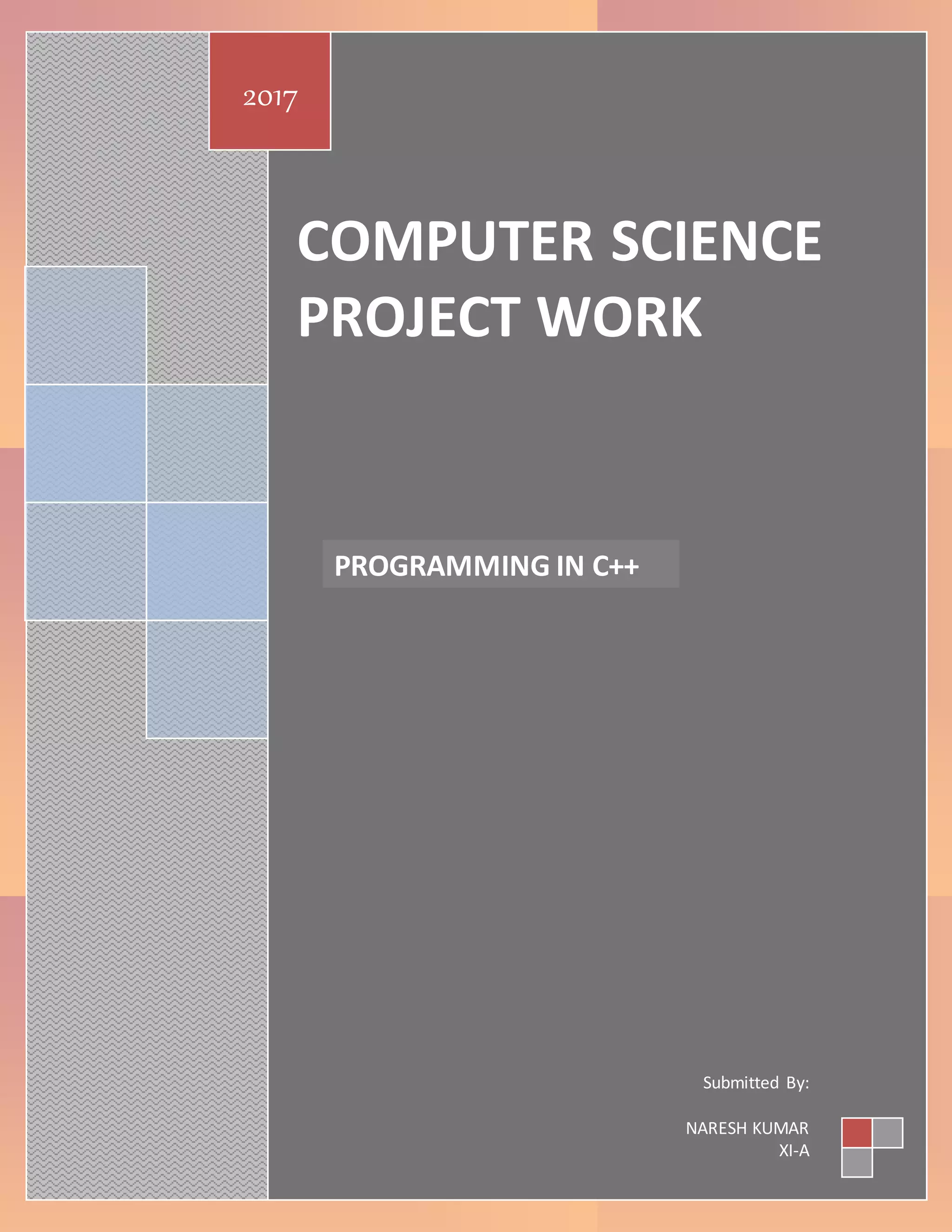 Computer science project work on C++ | DOCX | Programming Languages ...