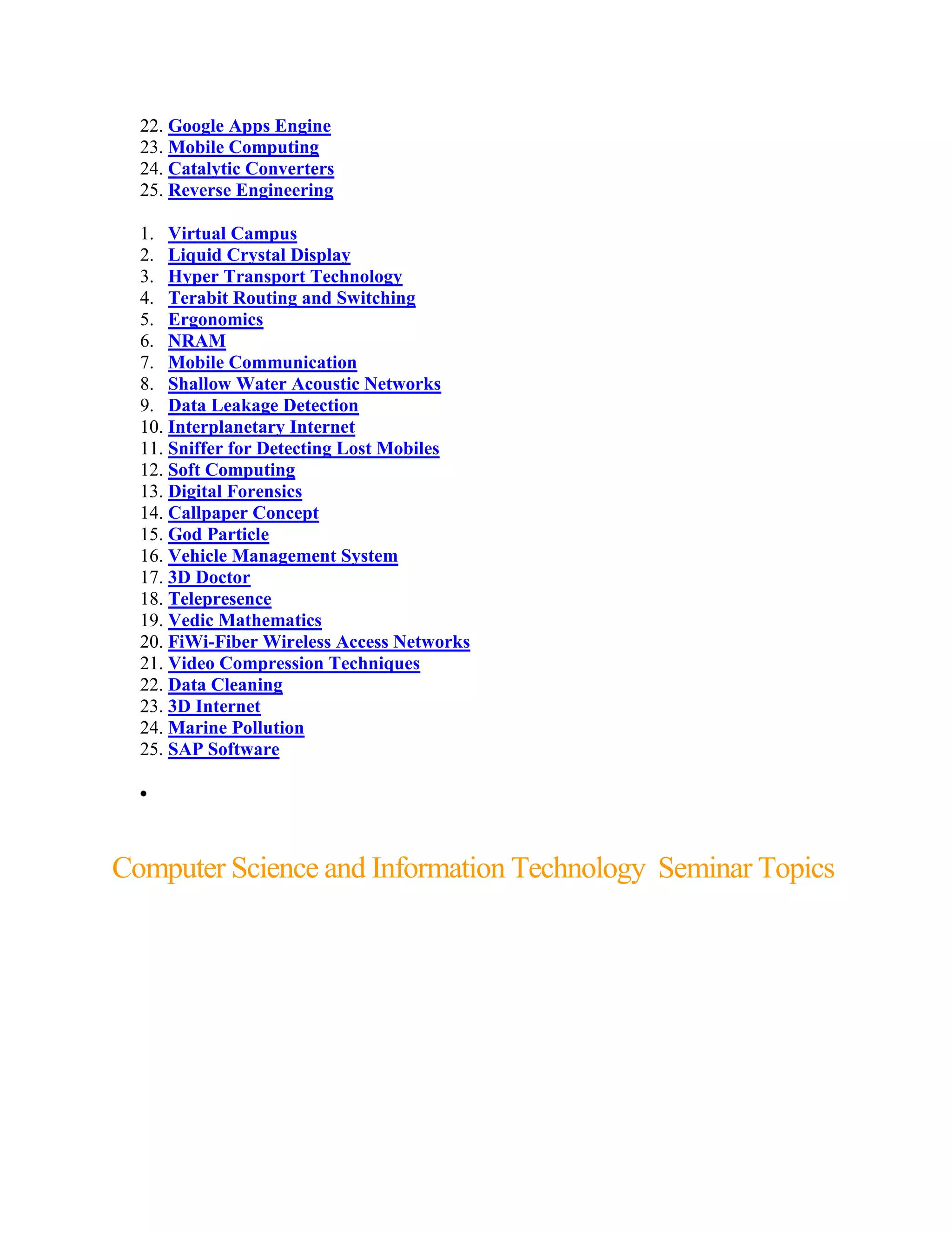 Computer science seminar topics | DOCX
