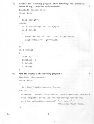 CBSE XII COMPUTER SCIENCE QUESTION PAPER | PDF