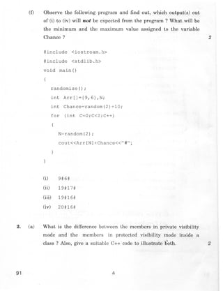 CBSE XII COMPUTER SCIENCE QUESTION PAPER | PDF