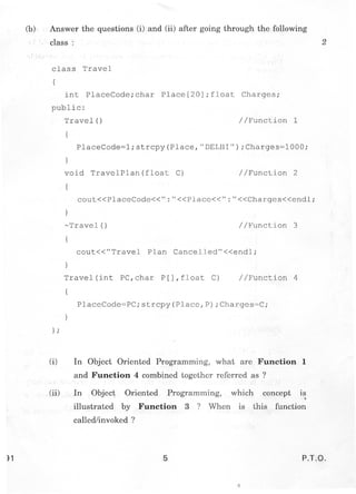 CBSE XII COMPUTER SCIENCE QUESTION PAPER | PDF