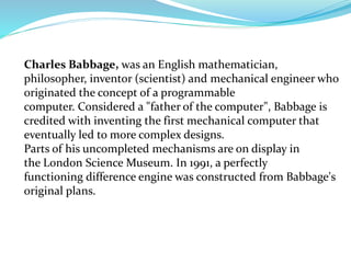 Charles Babbage - Computer Scientist | PPTX