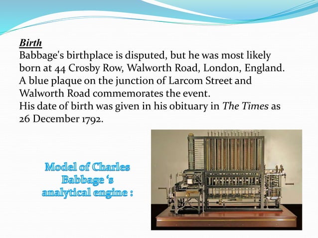 Charles Babbage - Computer Scientist | PPTX