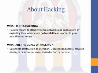 Computer security chapter 2: About Hacking | PPTX