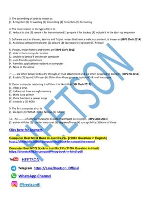 Computer/Cyber/IT Security MCQ Questions | PDF