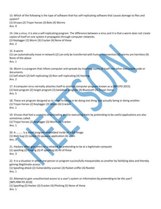 Computer/Cyber/IT Security MCQ Questions | PDF | Operating Systems | Computer Software and ...