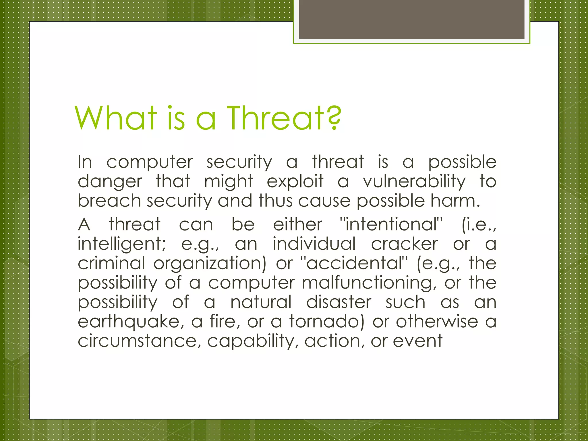 Computer security threats & prevention | PPTX