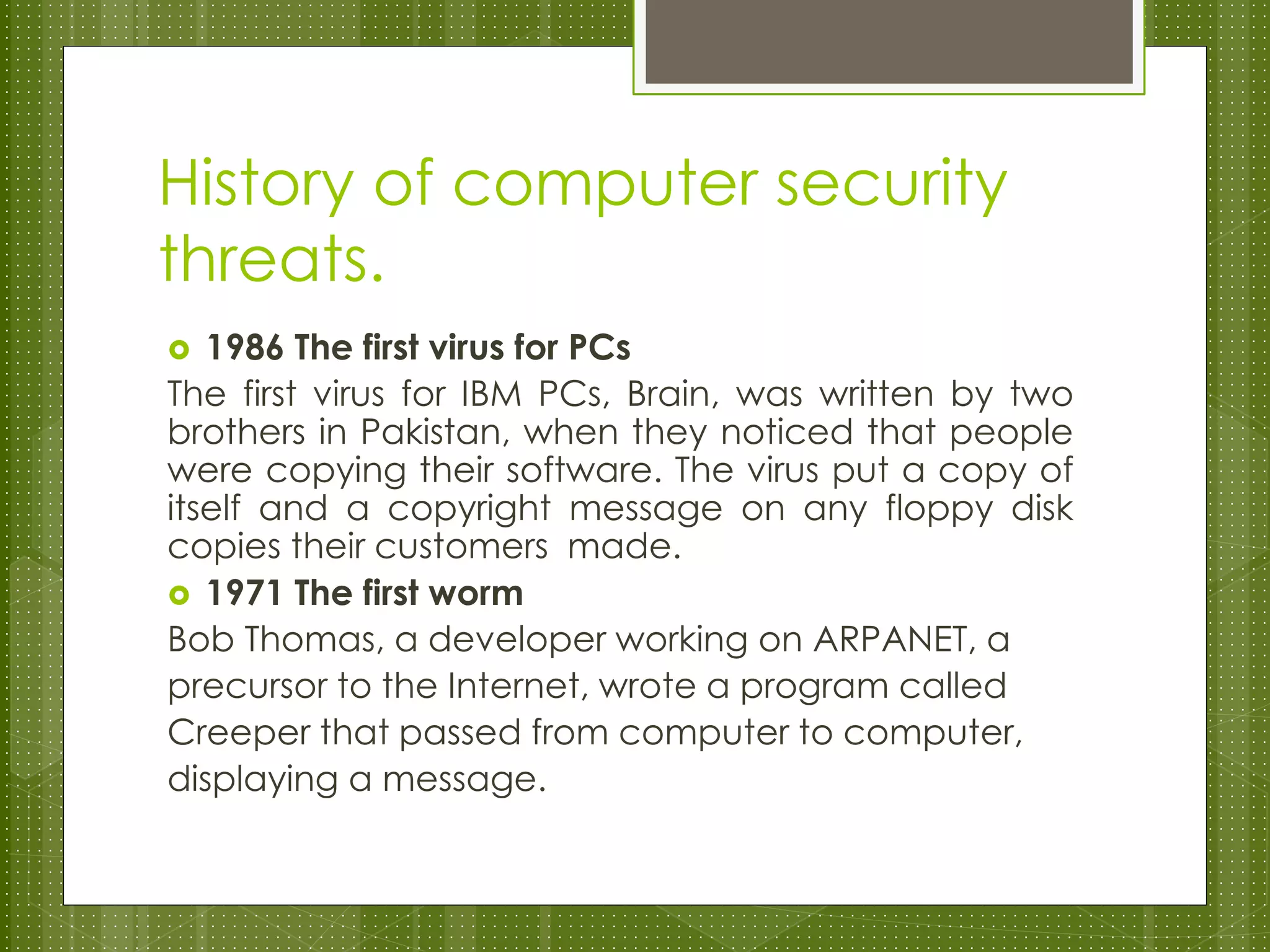 Computer security threats & prevention | PPTX