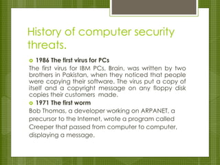 Computer security threats & prevention | PPTX